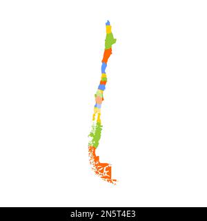 Vector blank map of Chile with regions and territories and ...