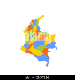 Vector blank map of Colombia with departments, capital region and ...