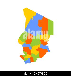 Chad political map of administrative divisions - regions. Colorful 3D ...