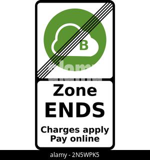 Vector graphic road sign for a ULEZ (Ultra low emission zone) is just a half a mile ahead Stock ...