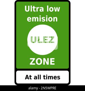Vector graphic road sign for the ULEZ (Ultra low emission zone) and a radar camera to enforce ...