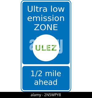 Vector illustration of the ULEZ (Ultra Low Emission Zone) road sign on black metallic pole Stock ...