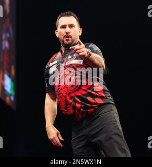 Wales' Jonny Clayton celebrates after defeating Netherlands' Niels ...
