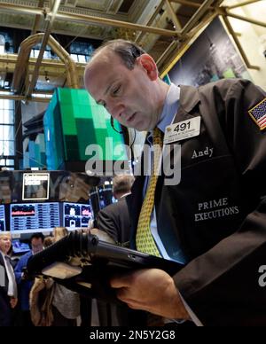 Trader Andrew Silverman works on the floor of the New York Stock ...