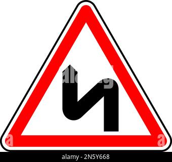 Warning Sign Double Curve Symbol On White Background Stock Vector Image ...