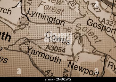Cowes, United Kingdom atlas map town name Stock Photo - Alamy