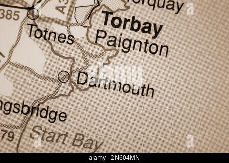 Dartmouth, United Kingdom atlas map town name - line drawing Stock ...