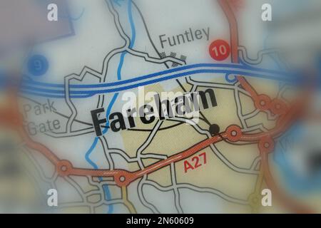 Fareham, Hampshire, United Kingdom atlas map town name - line drawing ...