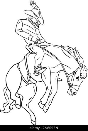 Cowboy Horse Rodeo Coloring Page for Kids Stock Vector Image & Art - Alamy