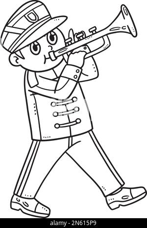 Trumpet Isolated Coloring Page for Kids Stock Vector Image & Art - Alamy