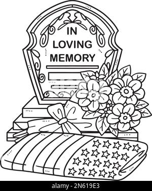 Memorial Day In Loving Memory Coloring Page Stock Vector Image & Art ...