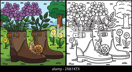 Spring Boot Planter Coloring Page for Kids Stock Vector Image & Art - Alamy