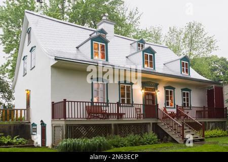 Illuminated old circa 1805 white roughcast with green and burgundy trim ...