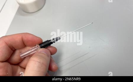 Hospital Drug Medications propofol and blood syringe Stock Photo - Alamy