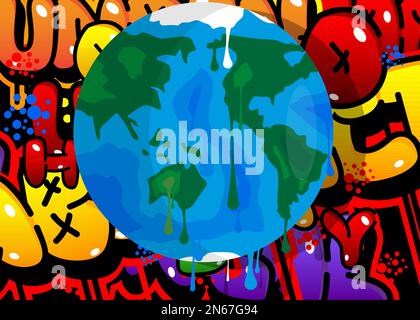 Planet Earth Graffiti. Abstract modern street art decoration ...