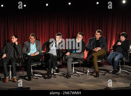 From left, show creator Evan Endicott, executive producer Michael ...