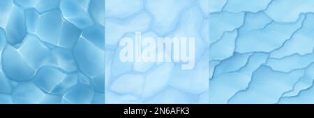 Vector cartoon crack ice game seamless background texture set. Winter ...