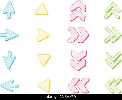 Double 3D arrow navigation button. Arrow icon for app or computer interface. Vector illustration ...