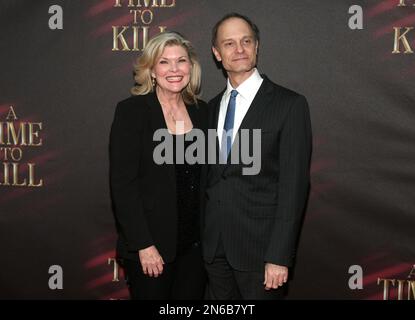 Actress Debra Monk, left, and actor David Hyde Pierce, right, attend ...