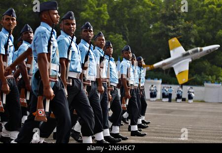 British Air Force Cadets march in the Remembrance Parade in Sherborne ...