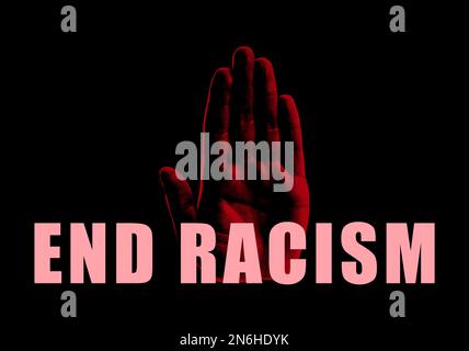 End Racism. Hand print on white background Stock Photo - Alamy