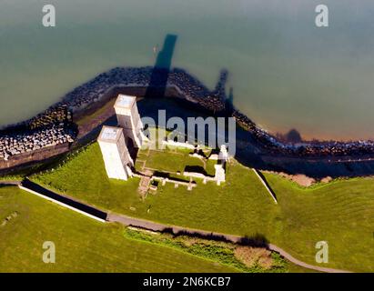 Aerial image of the ruins of St Mary's Church, at Reculver Country Park ...
