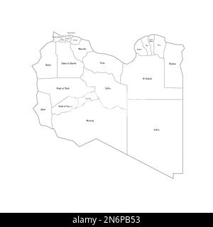 Tripoli map. Detailed black map of Tripoli city administrative area ...