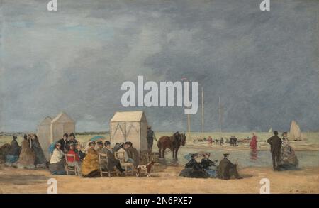 Eugène Boudin, Beach Scene, French, 1824 - 1898, 1862, oil on wood ...