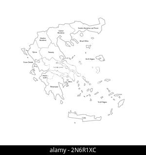 The Greece administrative map with labels, Europe Stock Vector Image ...