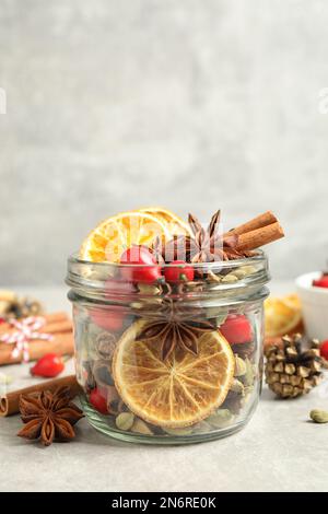 Aroma potpourri with different spices on white table Stock Photo - Alamy