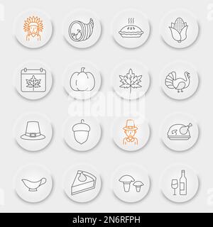 Thanksgiving day line icons signs set. Design collection of ...
