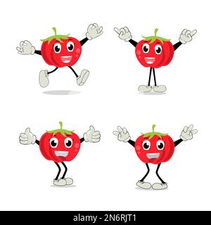 Funny tomato character cartoon design isolated on white background ...