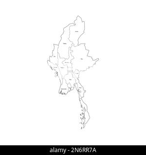 The administrative map of Myanmar with labels Stock Vector Image & Art ...