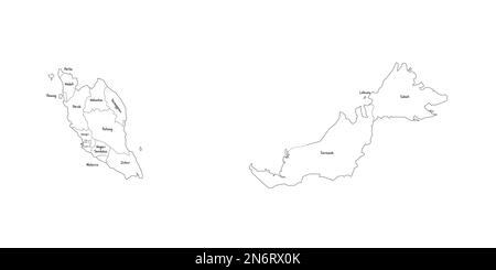 Malaysia map. Borders of Malaysia for your infographic. Vector country ...