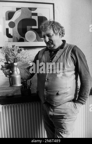 French actor Jacques Fabbri poses at home, Paris, France, 1989 Stock ...