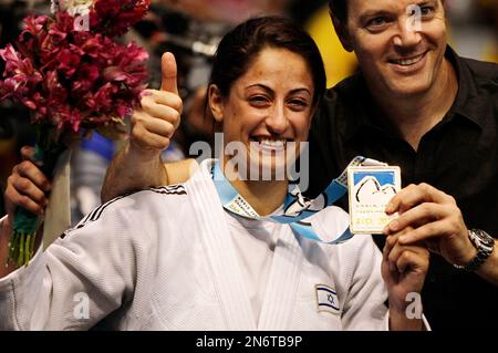 RIO DE JANEIRO, Brazil - Yarden Gerbi of Israel reacts after winning ...