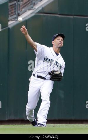 Seattle Mariners left fielder Raul Ibanez grounds out to first base ...