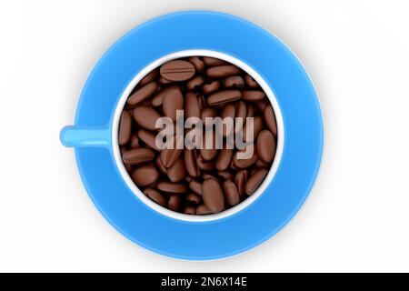 Ceramic coffee cup with coffee beans for americano, espresso, latte on ...