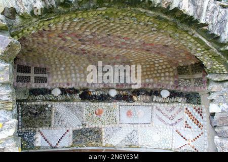 Highly decorative shell seat grotto in Falmouth, Cornwall, England, UK ...