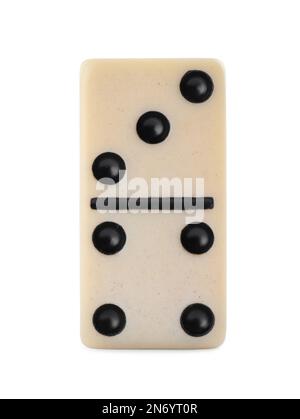 One classic domino tile on white background Stock Photo - Alamy