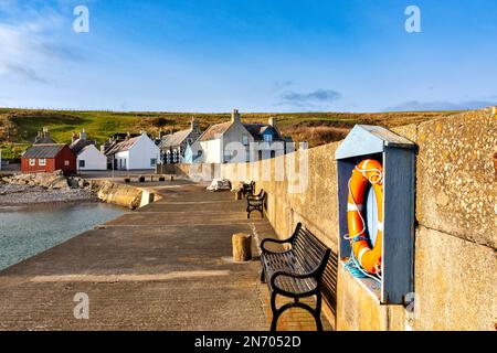 Sandend Aberdeenshire Scotland the bay the sea with breaking waves ...
