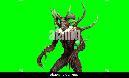 Mythical Demon monster on chromakey background 3d render Stock Photo ...