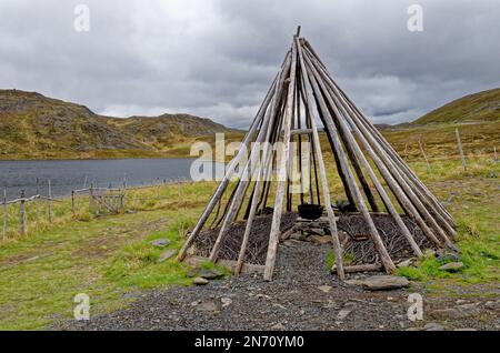 Lavvu - Sami tent in Nordkapp peninsula - Norway. Lavvu is a temporary ...