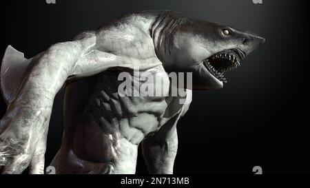 A shark humanoid he has a mouth. 3d rendering Stock Photo - Alamy