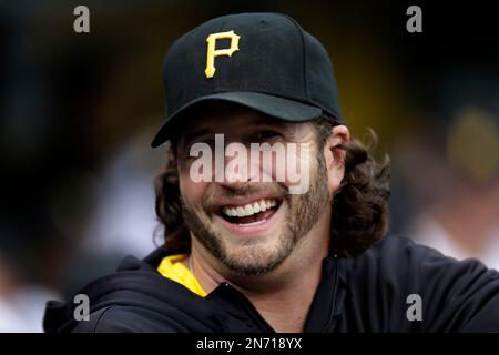 Pittsburgh Pirates closer Jason Grilli hugs first baseman Gaby Sanchez ...