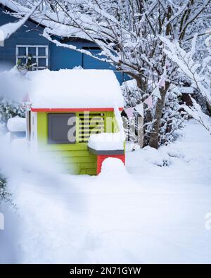Winter, Snow, Garden, Playhouse Stock Photo - Alamy
