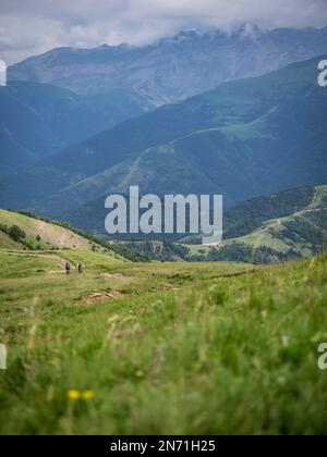 Single trail descent from Pelopín mountain (2, 007m). Ruins of the ...
