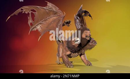 chimera 3d render model on the background of chromakey Stock Photo - Alamy