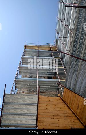 Worksite: scaffolding used for building renovation Stock Photo - Alamy