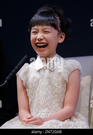 Japanese actress Mana Ashida smiles during a press conference to ...